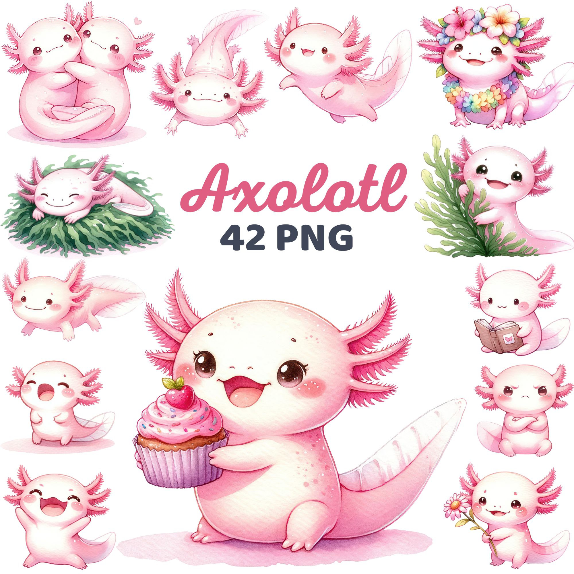 Cute Axolotl Clipart, Watercolor Axolotl Animals Nursery, Axolotl Lover ...