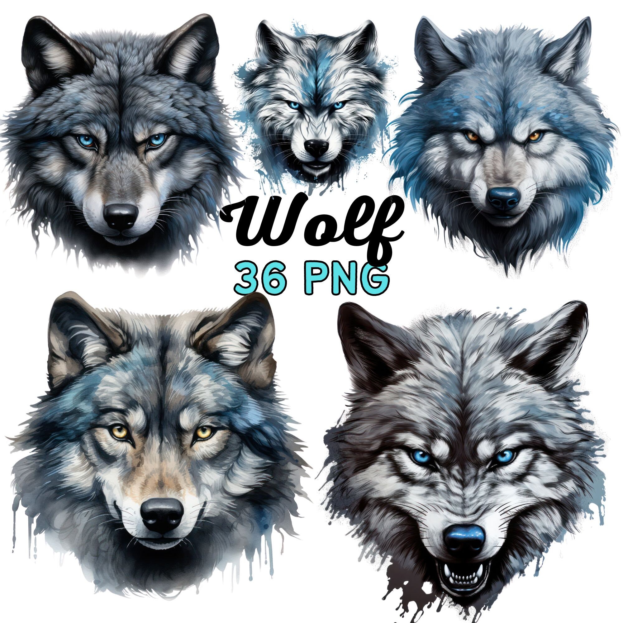 Wolf Head Clipart, Fierce Wolf Face, Wildlife Art, Angry Wolf ...