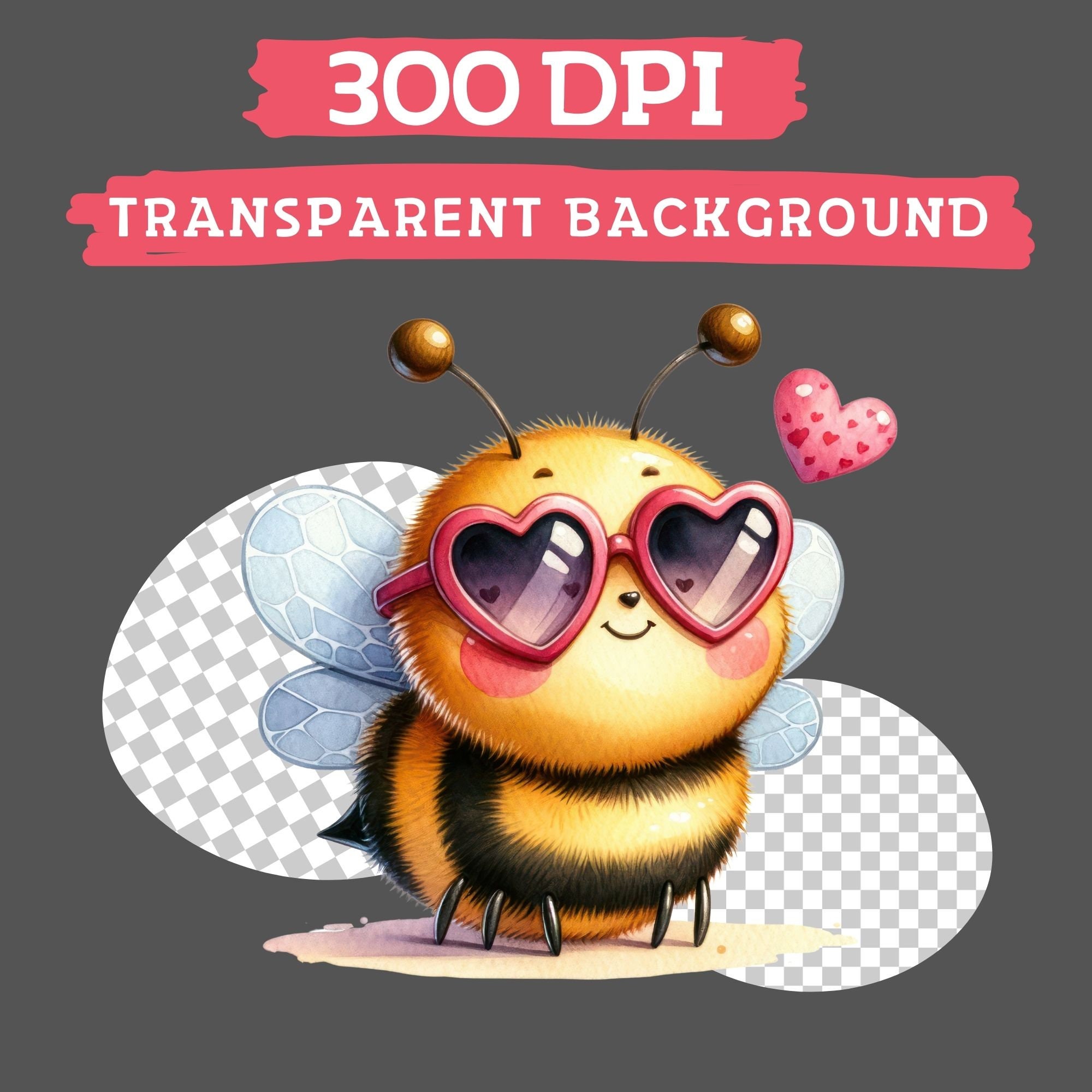 Watercolor Bees Valentine Clipart Png, Bees Valentine, Love Bee Clipart ...