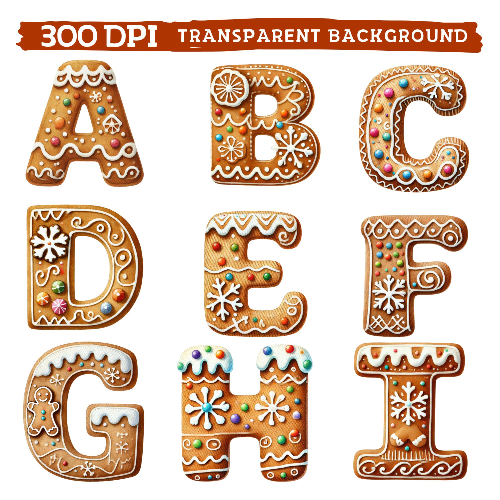 Gingerbread Alphabet Clipart, Christmas Letters & Numbers, Holiday ...