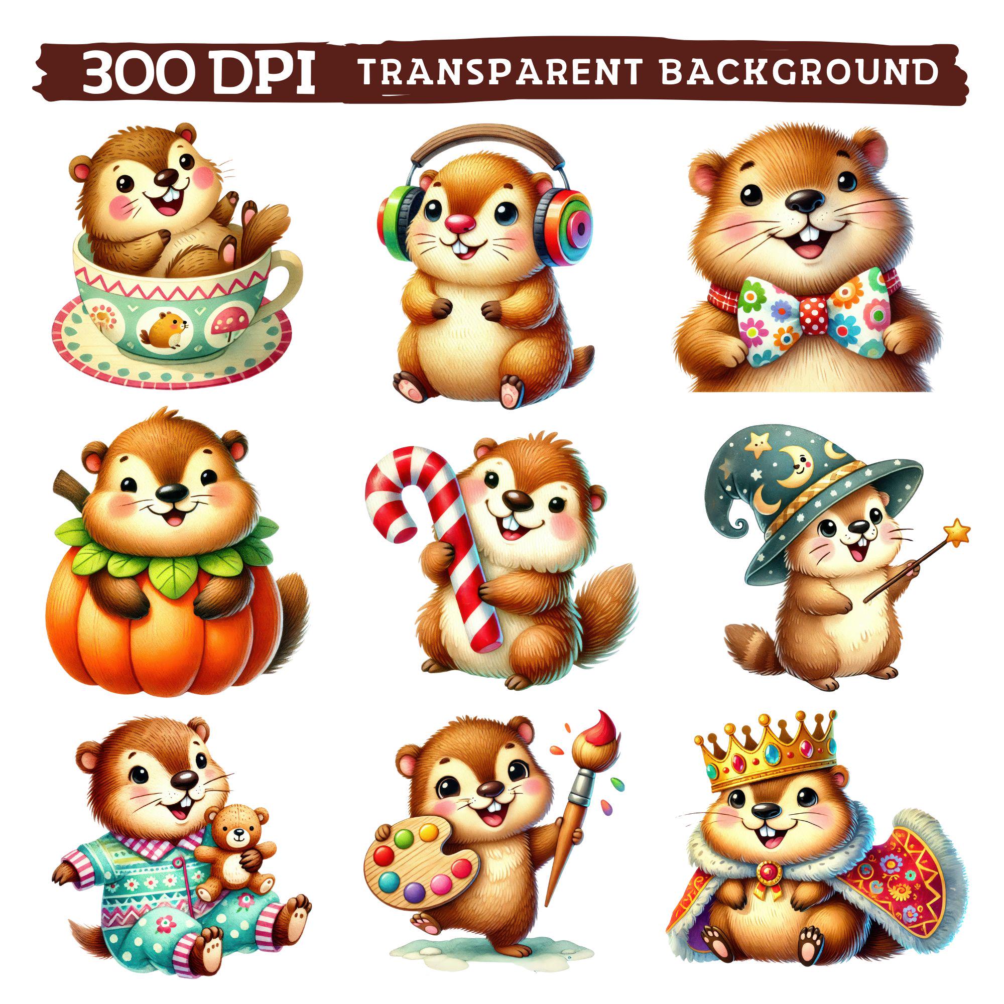 Cute Groundhog Clipart, Watercolor Rodent, Springtime Nursery Decor ...
