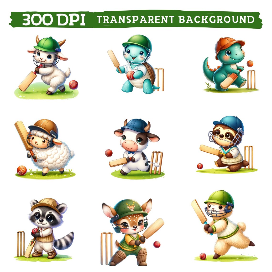 Cute Cricket Animals Clipart, Watercolor Cricket Animal, Sports Nursery ...
