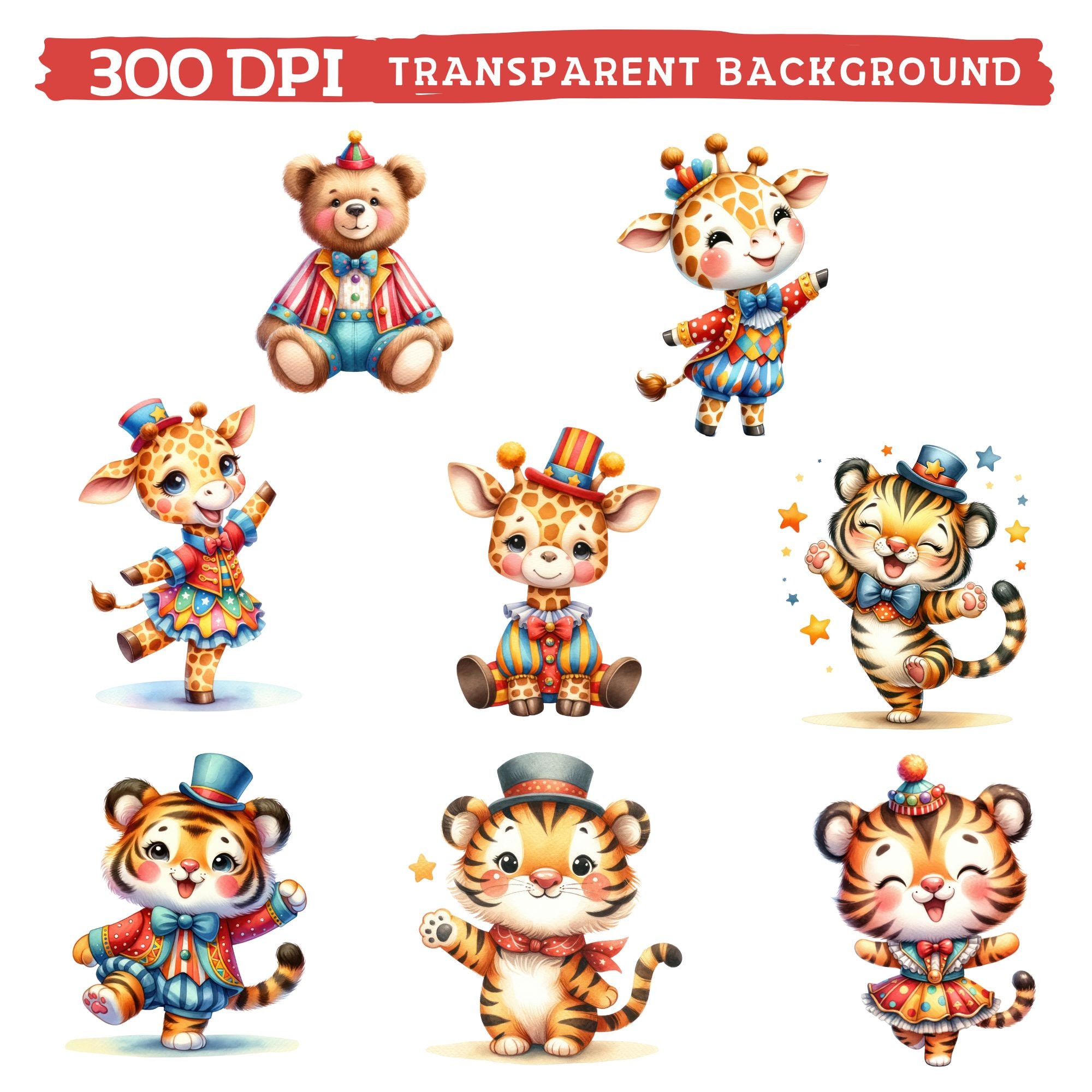 Watercolor Cute Circus Clipart, Circus Ringmaster Animals Nursery ...