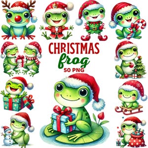 Christmas Frog Clipart, Watercolor Cute Holiday Frogs, Nursery Decor ...