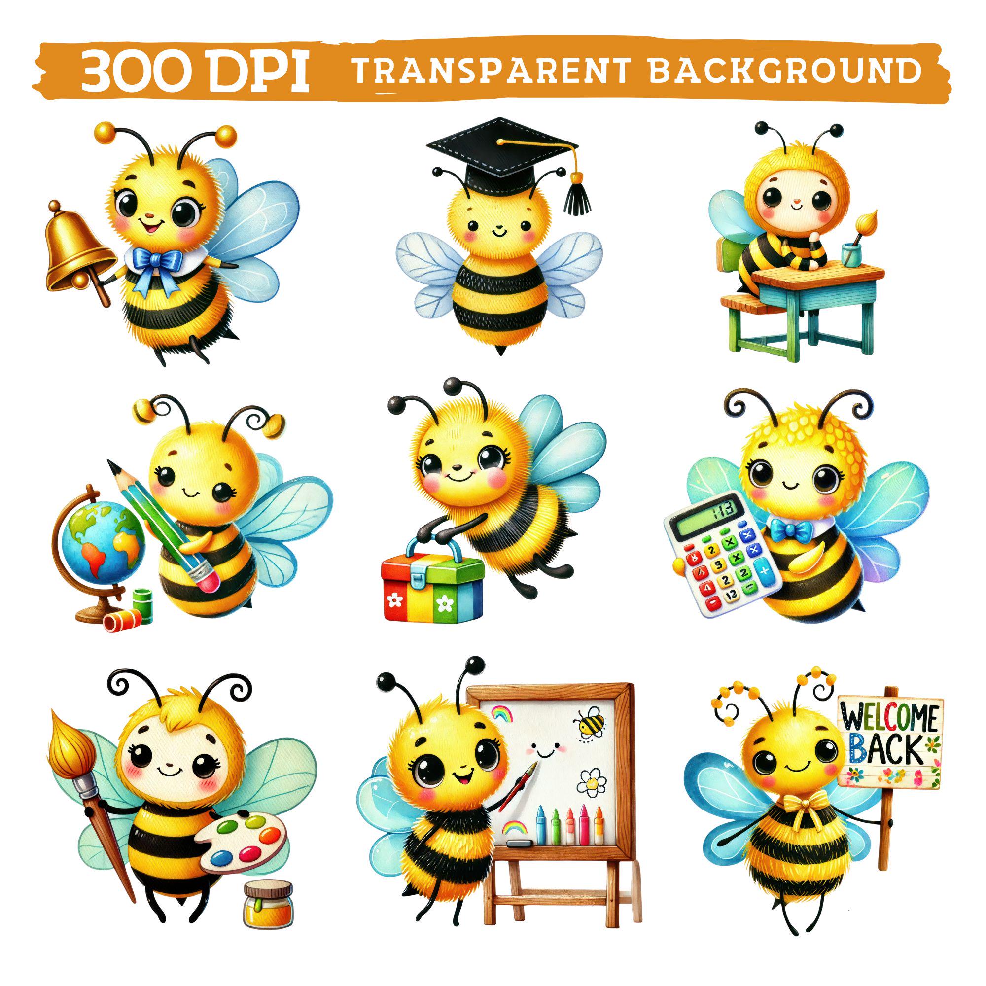Bee Back to School Clipart, Watercolor Cute Teachers Kids, Classroom ...