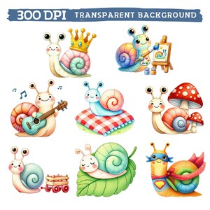 Sweet Snail Clipart, Watercolor Cute Snail, Spring Summer Snail Garden ...