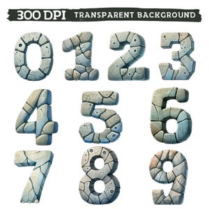 Rock Alphabet Clipart, Stone Letters & Numbers, Cracked Rock ...