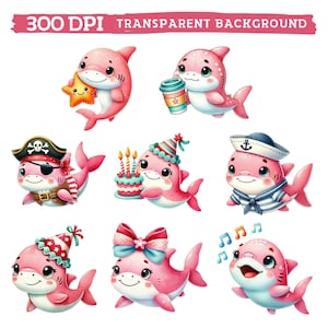 Cute Shark Clipart, Watercolor Ocean, Undersea Nursery Decor, Marine ...