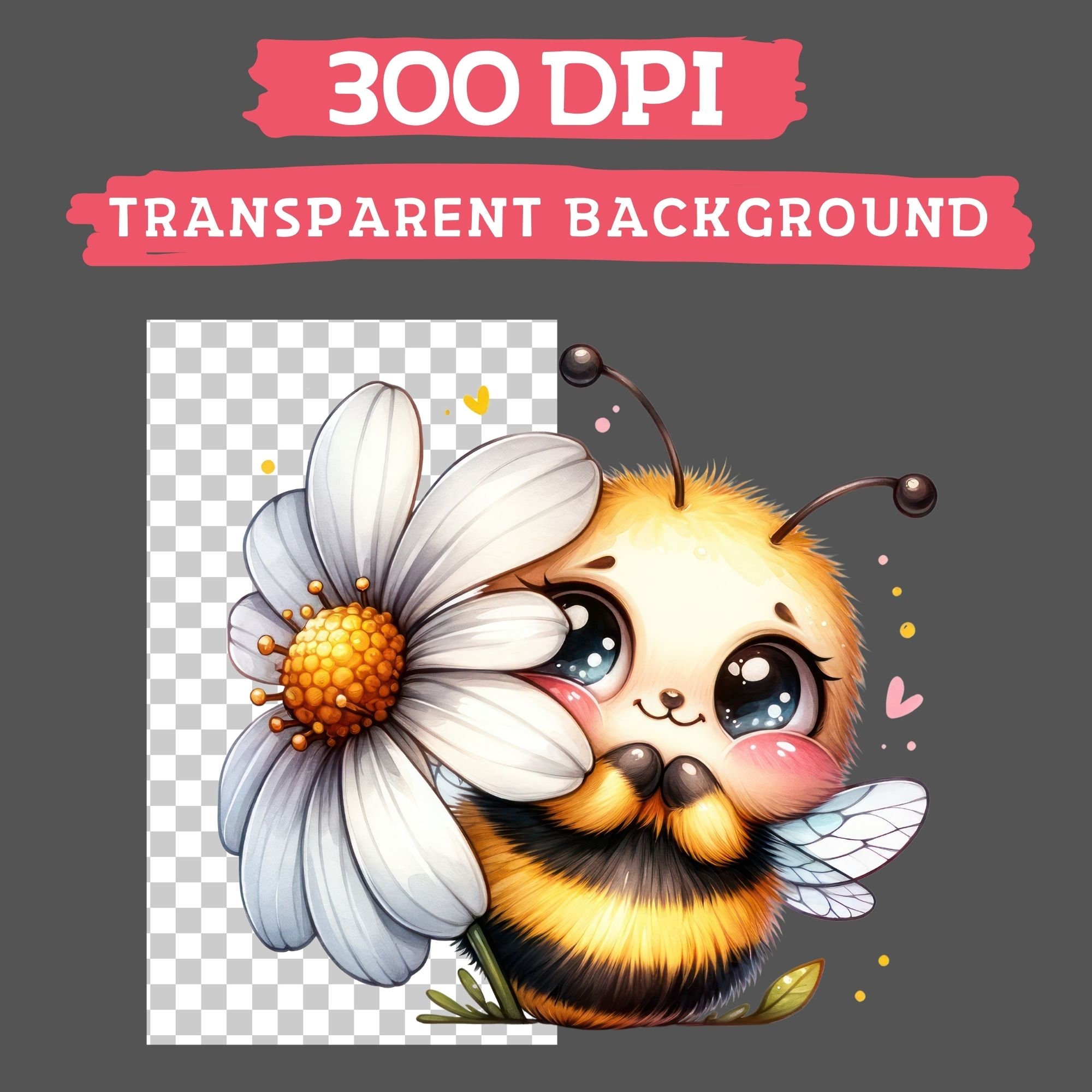 Watercolor Cute Bees Valentine Clipart Png, Summer Bee Nursery ...