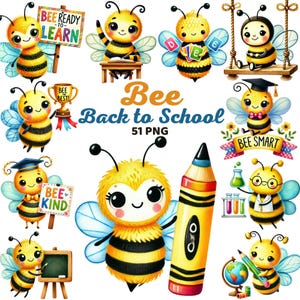 Bee Back to School Clipart, Watercolor Cute Teachers Kids, Classroom ...