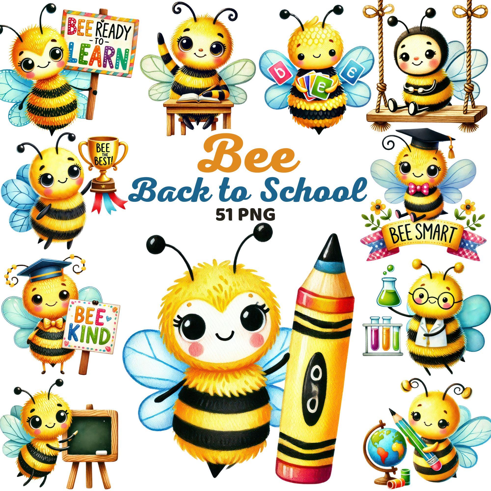 Bee Back to School Clipart, Watercolor Cute Teachers Kids, Classroom ...
