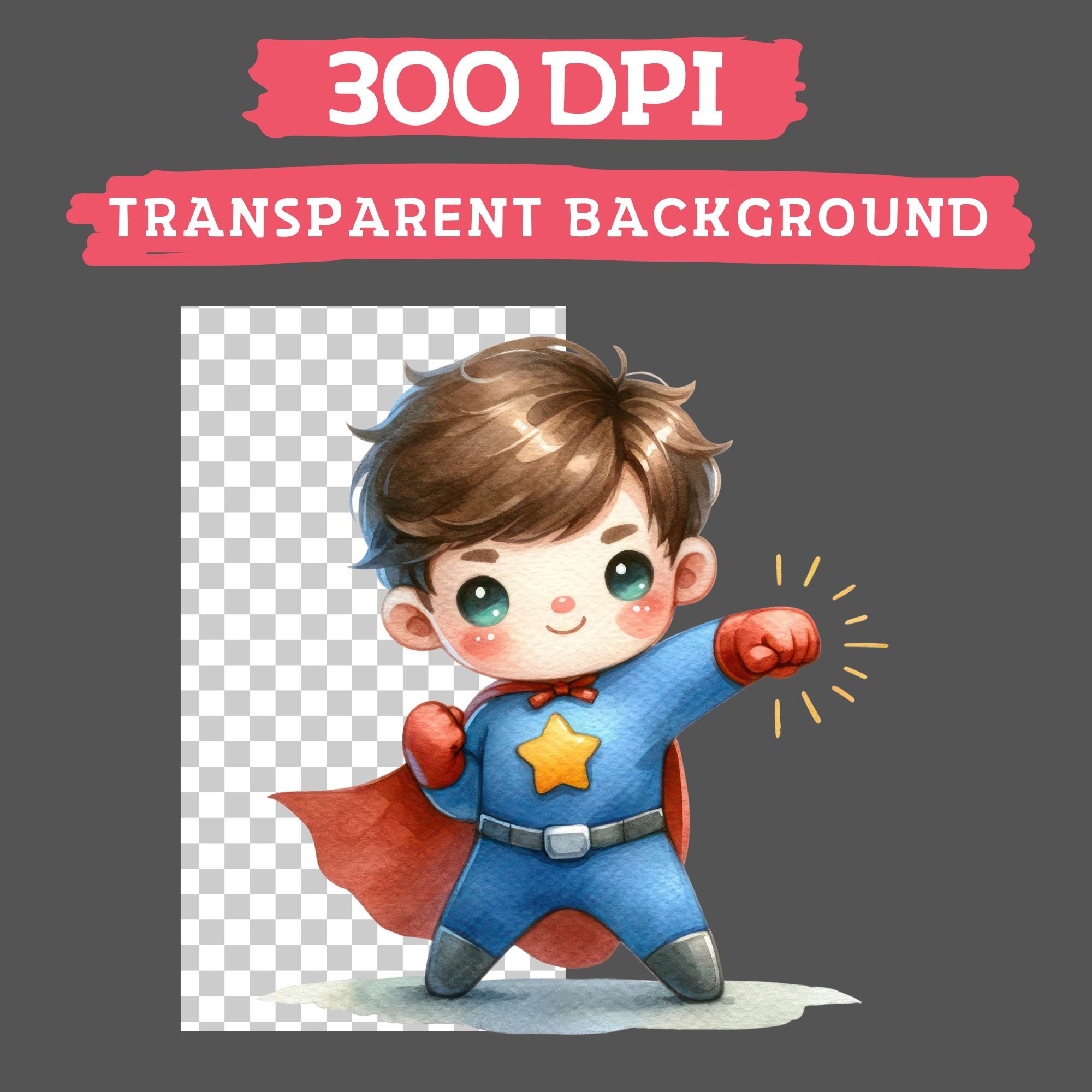 Watercolor Cute Superhero Boy Clipart, Superheroes Nursery Decor ...