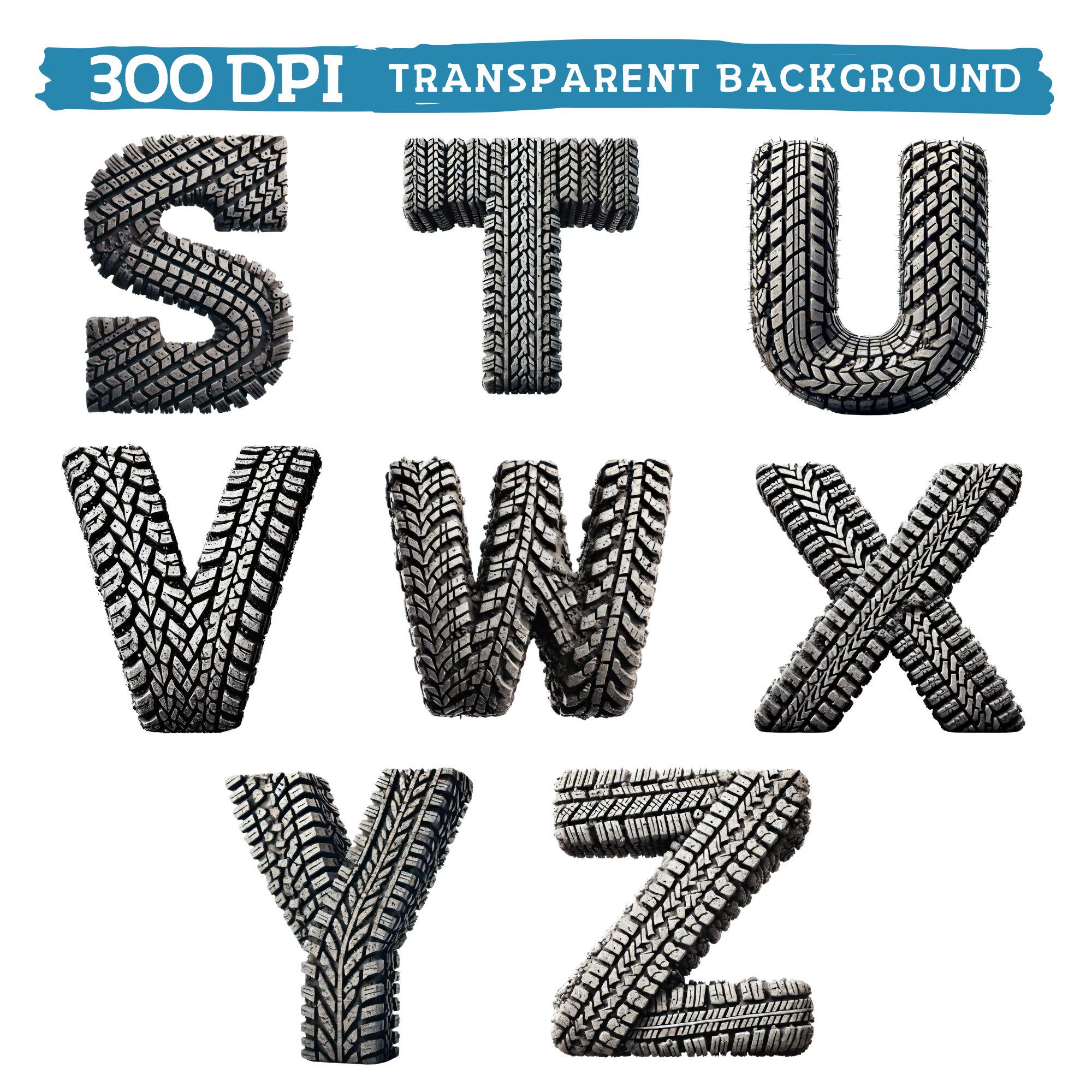 Tire Track Alphabet Clipart, Industrial Text Font, Off-road Tire Tread ...
