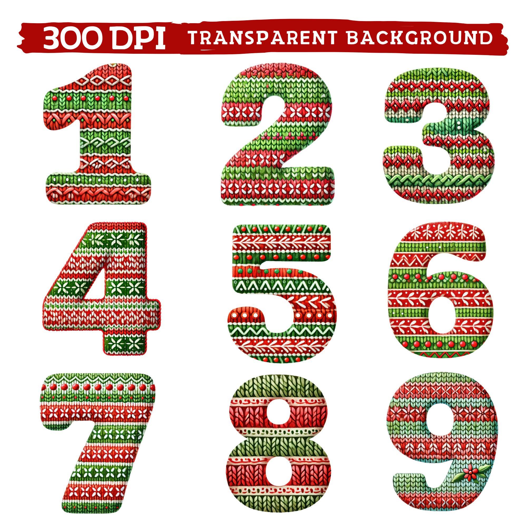 Christmas Knitted Alphabet Clipart, Christmas Letters & Numbers ...