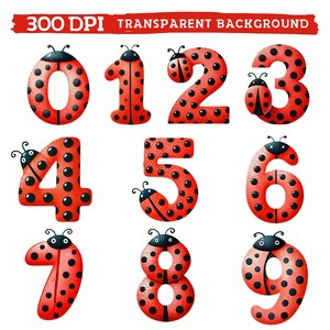 Ladybug Alphabet Clipart, Letters and Numbers, Cute Bug Font Clipart ...