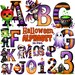 Spooky Halloween Alphabet Clipart, Watercolor Letters & Numbers ...