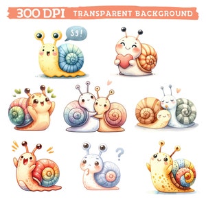 Watercolor Cute Snail Clipart, Spring Summer Snail Garden Nursery ...
