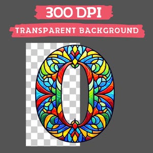 Stained Glass Alphabet Clipart, Colorful Vintage Letters & Numbers ...