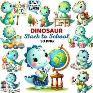 Dinosaur Back to School Clipart, Watercolor Cute Teachers Kids ...
