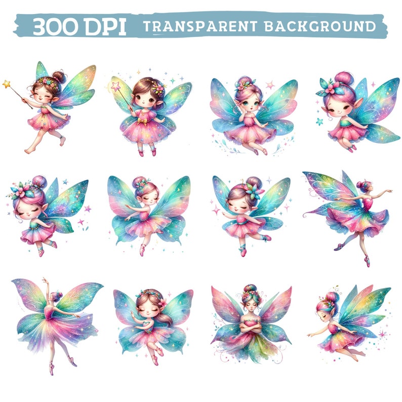 Watercolor Cute Fairy Clipart, Magical Fairy Garden House Flowers ...