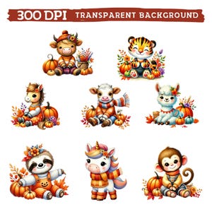 Fall Animals Clipart, Watercolor Fall Vibes Nursery Decor, Cute Autumn ...