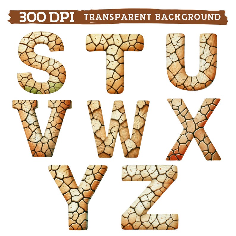 Cracked Ground Alphabet Clipart, Dry Earth Letters Number, Rustic Dry ...