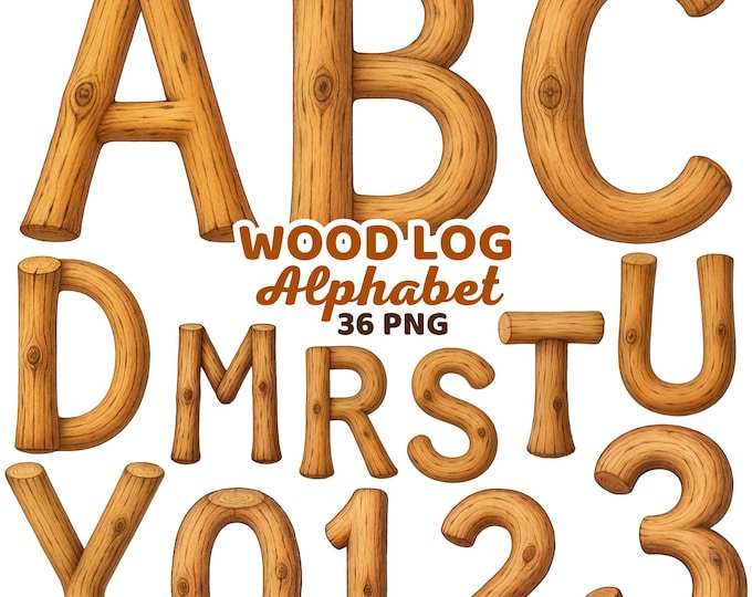 Wood Alphabet PNG, Rustic Font, Wood Letters PNG, Wood Font, Boho ...