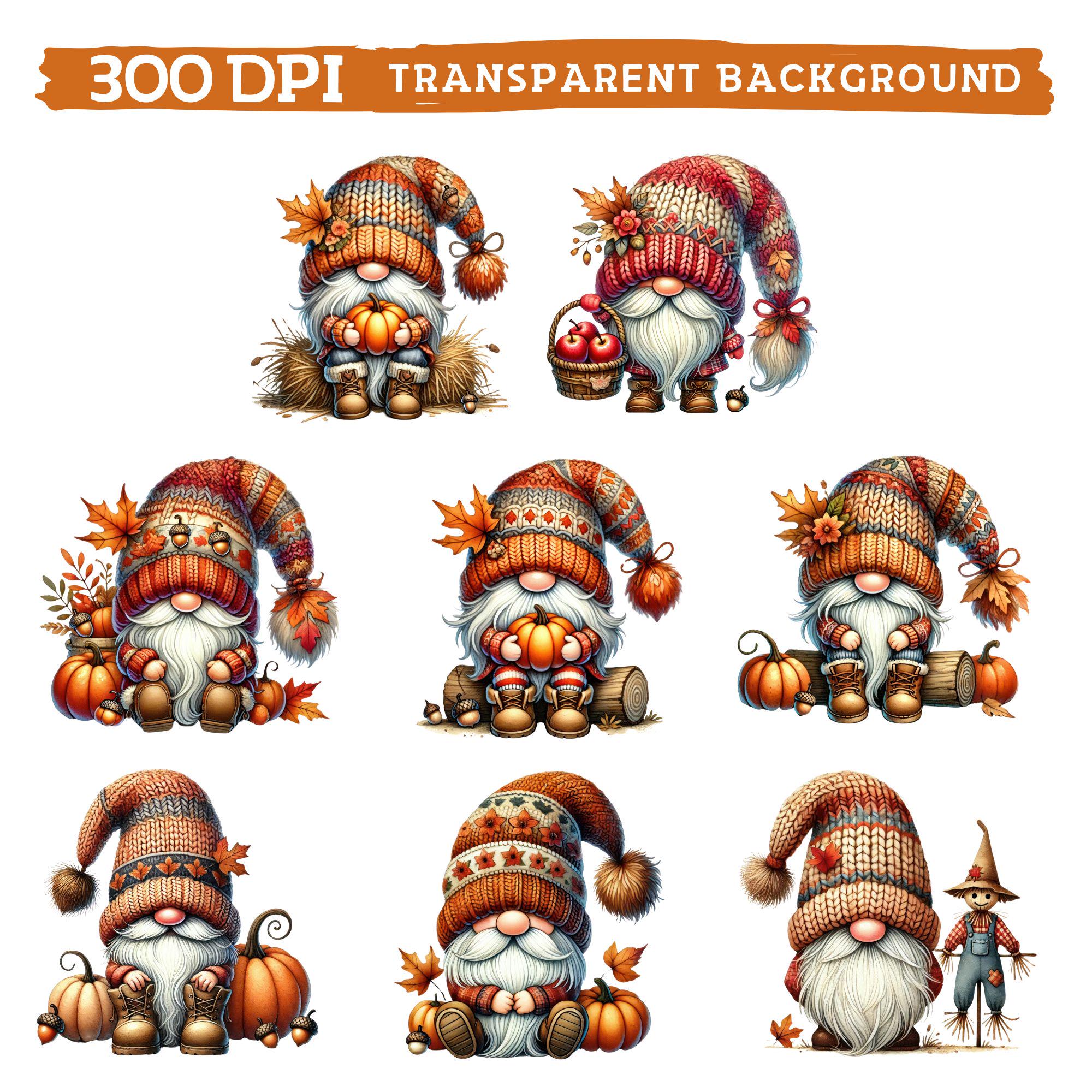 Fall Gnome Clipart, Watercolor Hello Fall Gnome Png, Autumn Gnomes ...