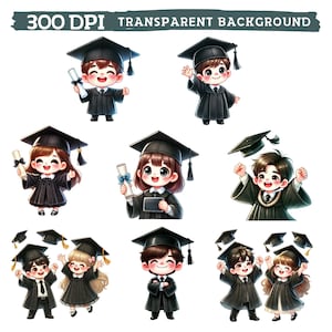 Graduate Kids Clipart, Watercolor Preschool Kindergarten Graduation Boy ...