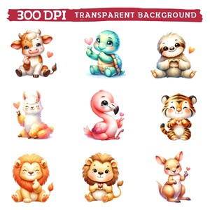 Finger Heart Animals Clipart, Watercolor Cute Animal, Korean Finger ...
