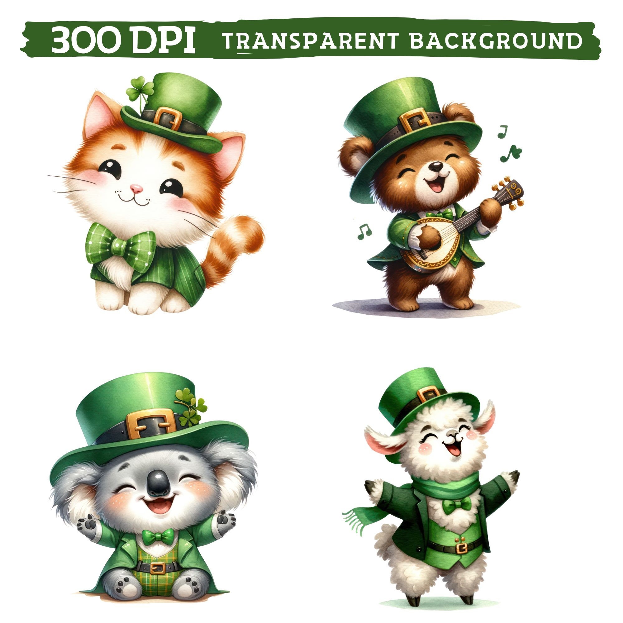 Watercolor Cute St Patrick Animals Clipart, St Patrick's Day Nursery ...