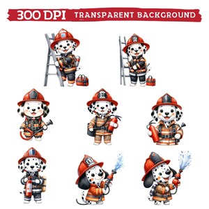 Firefighter Dalmatian Clipart, Watercolor Adorable Puppy Nursery ...