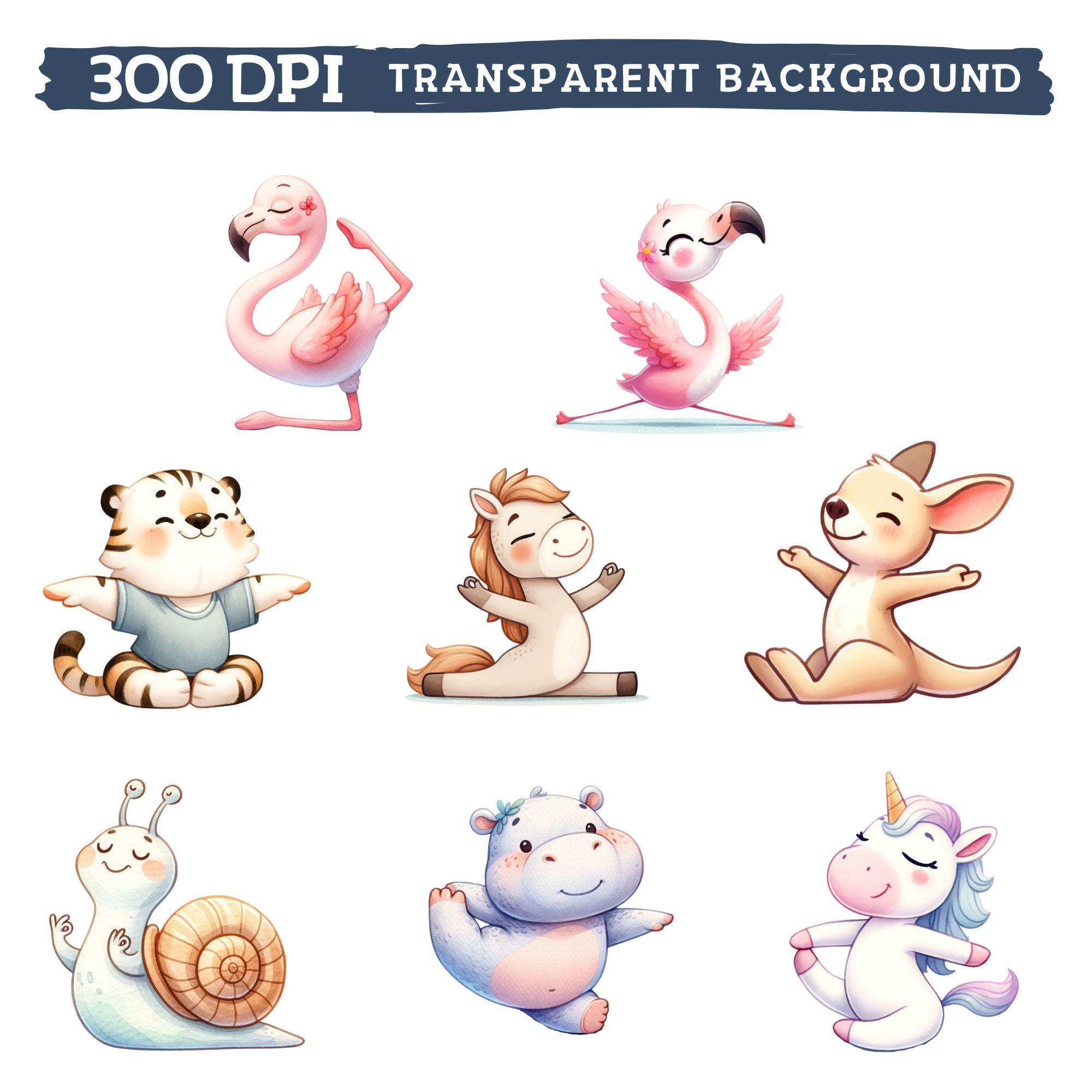 Yoga Animals Clipart, Watercolor Cute Animal Yoga Poses Nursery ...