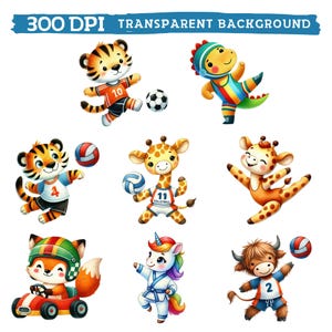 Cute Animal Sportsperson Clipart, Watercolor Kids Sport, Athlete ...