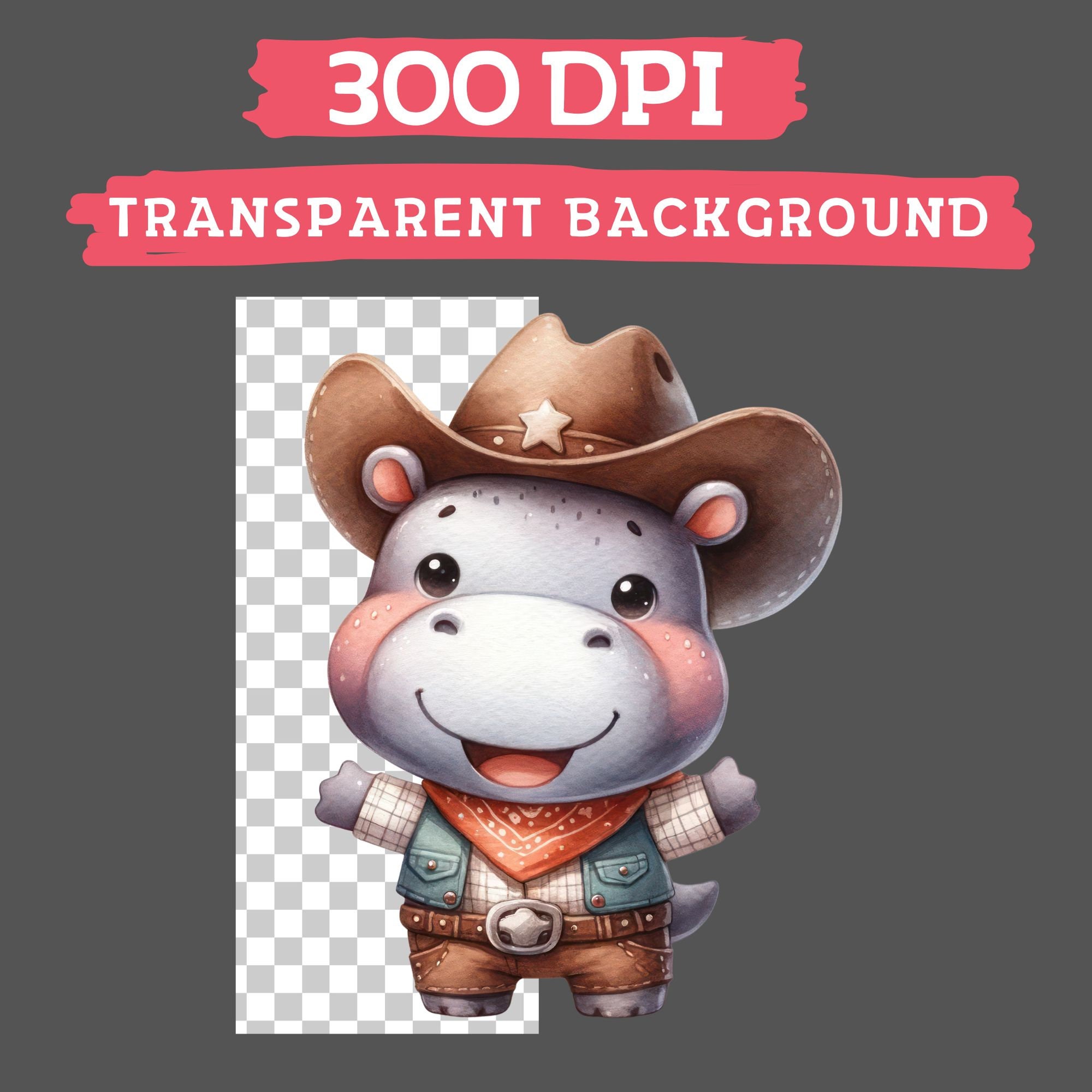 Adorable Cowboy Animal Clipart Set, Watercolor Western Animals Nursery ...