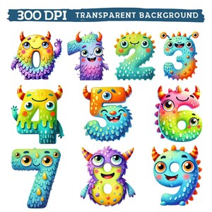 Monster Alphabet Clipart, Watercolor Cute Monster Letters & Numbers ...
