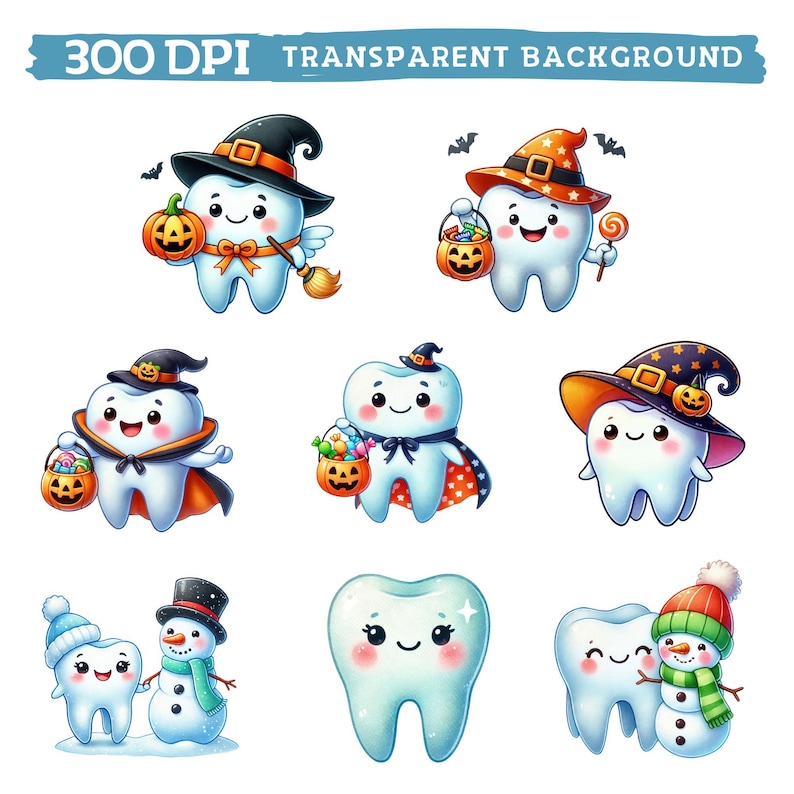 Cute Tooth Clipart, Watercolor Teeth Nursery, Dental and Hygiene ...