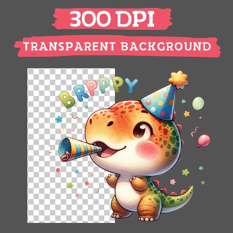 Watercolor Cute Dinosaur Birthday Clipart, Dinosaur Nursery Png, T-rex ...