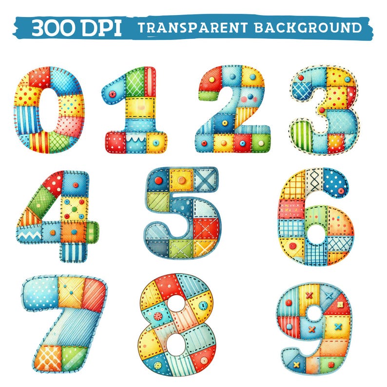 Patchwork Alphabet Clipart, Colorful Quilted Letters and Numbers ...