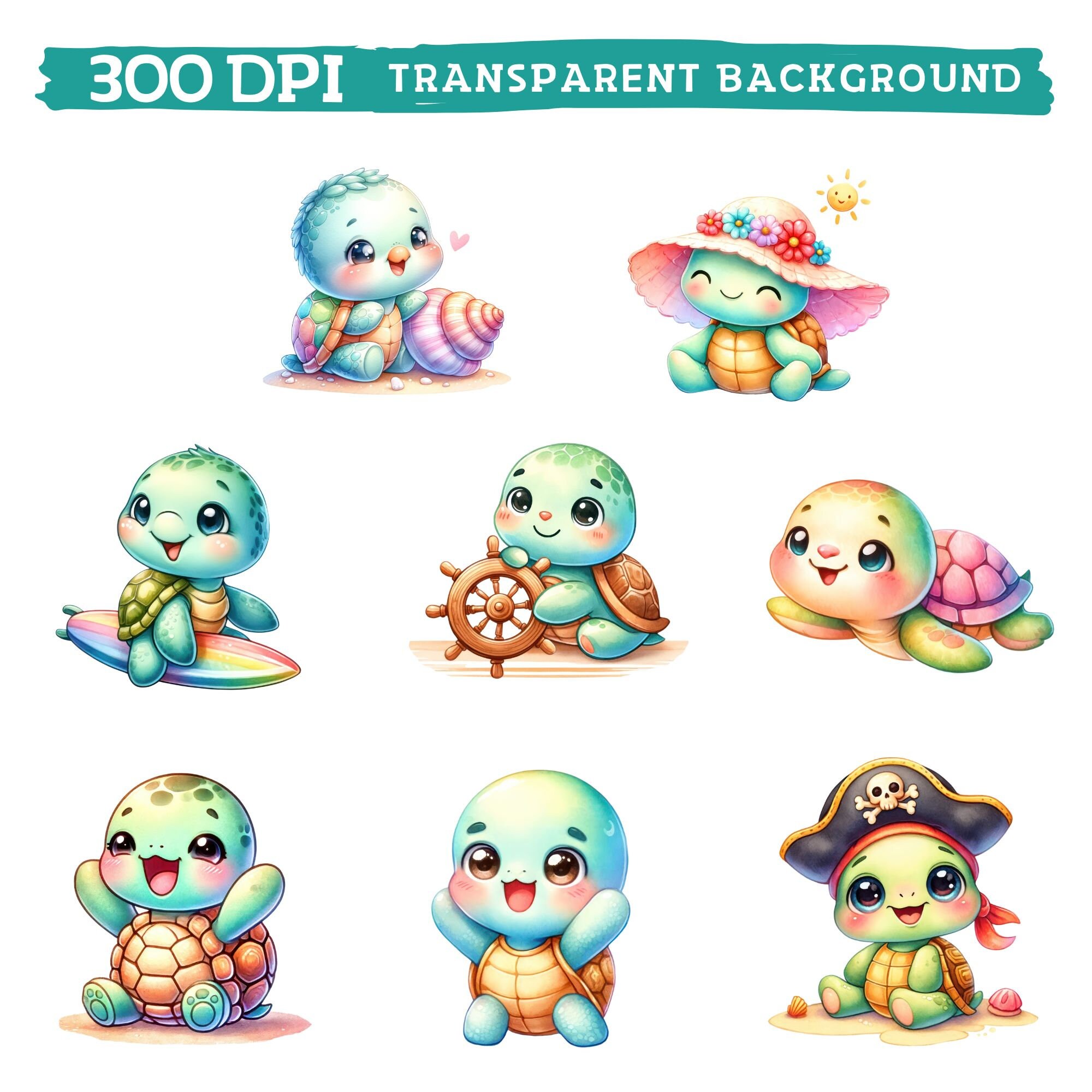 Cute Turtle Clipart, Watercolor Turtle Nursery, Ocean Sea Animal ...