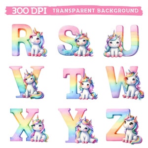 Unicorn Alphabet, Watercolor Pastel Rainbow Unicorn Number Nursery ...