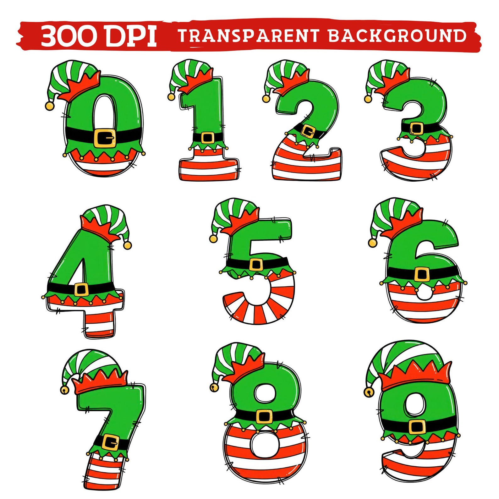 Elf Alphabet Clipart, Christmas Letters & Numbers Holiday Xmas Png - Etsy