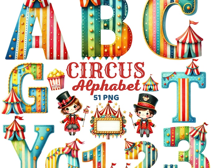 Vintage Circus Alphabet | Printable Distressed Circus Letters, Numbers ...