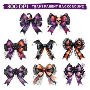 Halloween Coquette Clipart, Watercolor Halloween Coquette Bow, Spooky ...