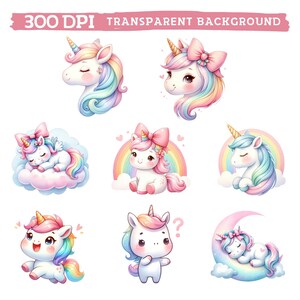 Watercolor Cute Unicorn Clipart, Magic Rainbow Unicorn Girl Nursery ...