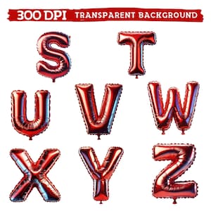 Red Foil Balloon Alphabet, Red Metallic Letters & Numbers, Celebration ...