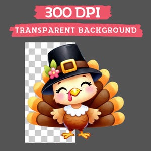 Watercolor Thanksgiving Clipart, Cute Pilgrims, Turkey, Wreath Autumn ...