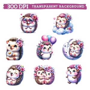 Watercolor Cute Hedgehog Clipart, Spring Summer Hedgehog With Floral ...