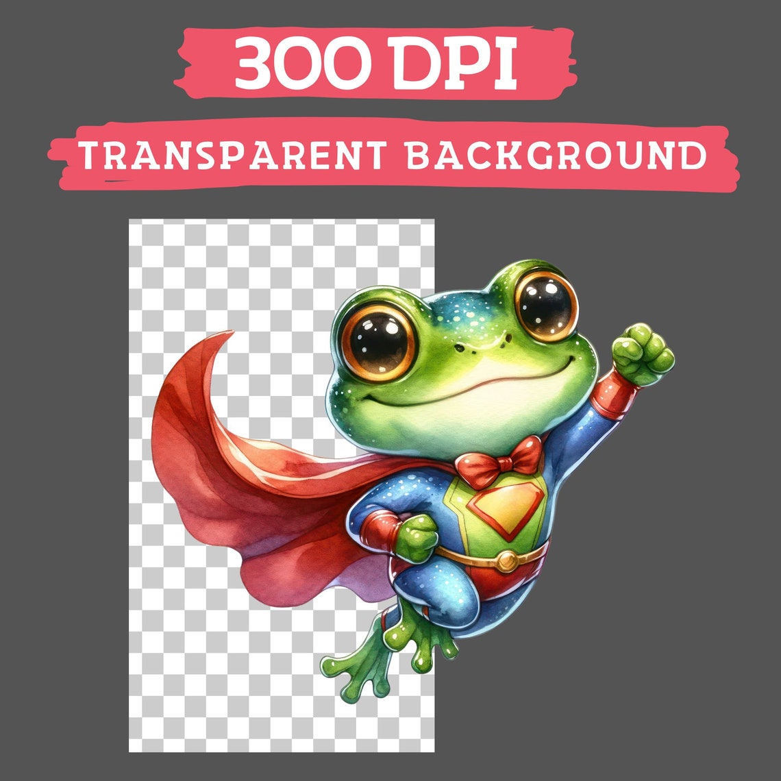 Cute Superhero Animals Clipart, Watercolor Baby Animal Nursery, Fantasy ...