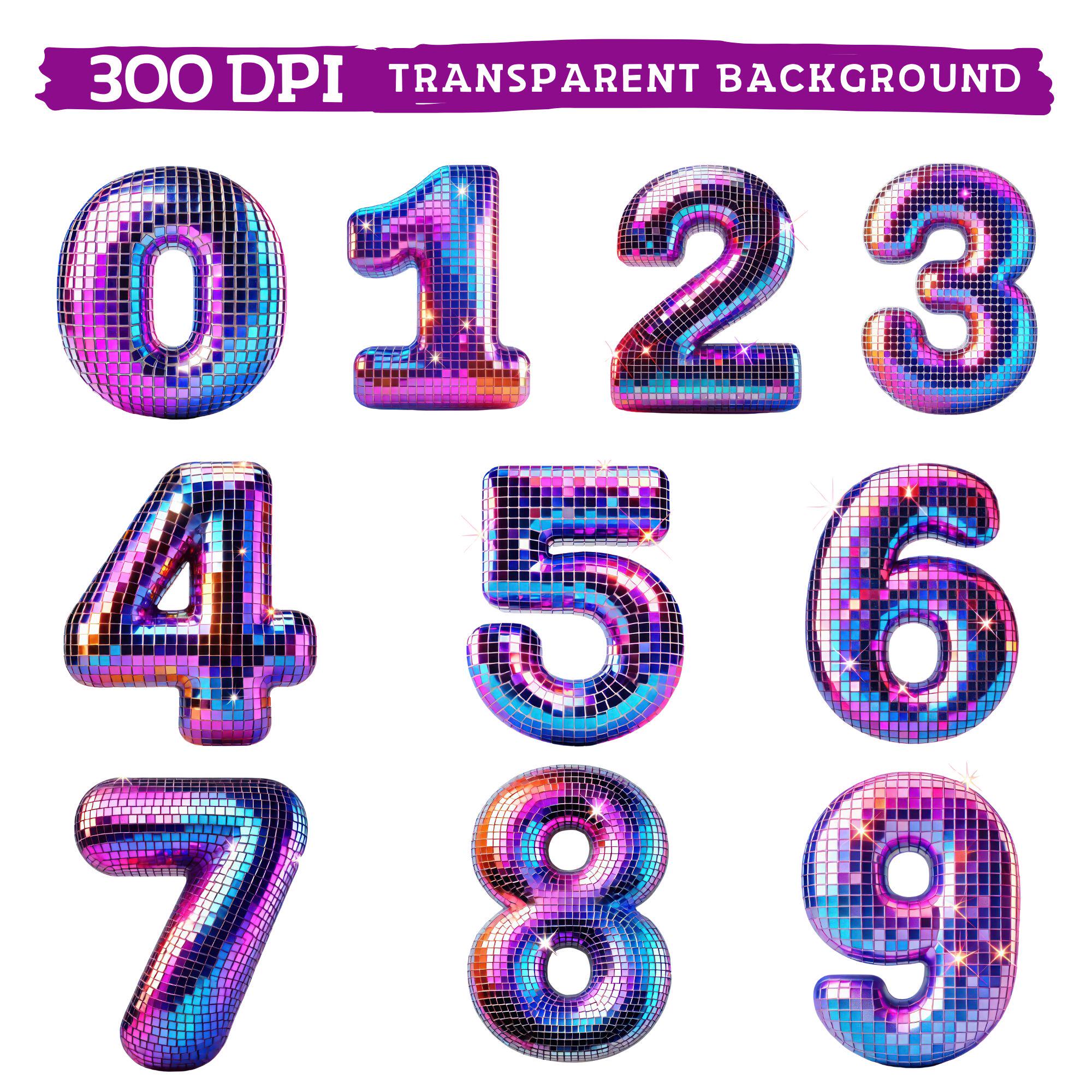 Retro Disco Alphabet Clipart, Shiny Mirror Ball Letters & Numbers ...